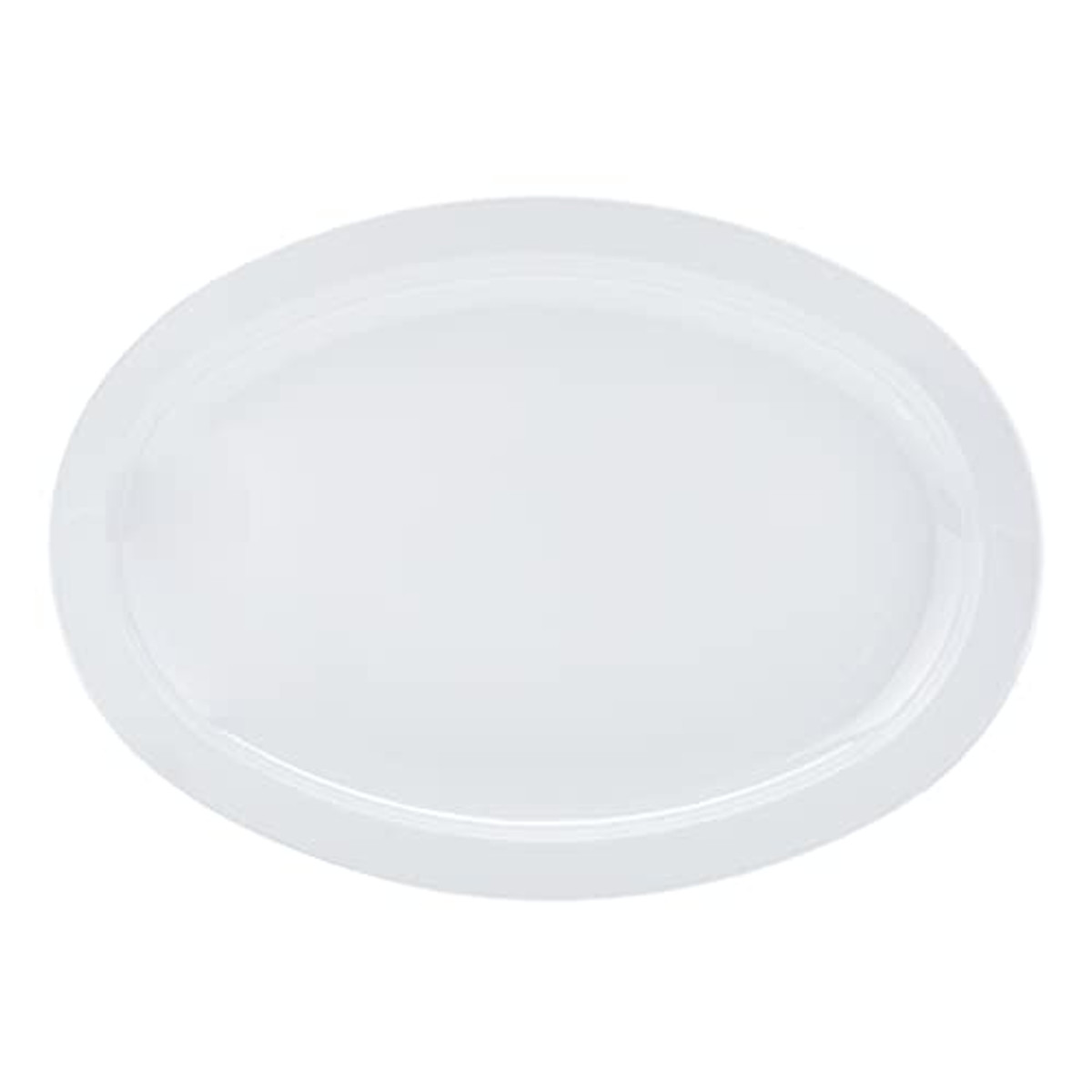 AmazonCommercial 13 in. x 9.75 in. White Melamine Oval Platter Narrow Rim - 6 Piece Set