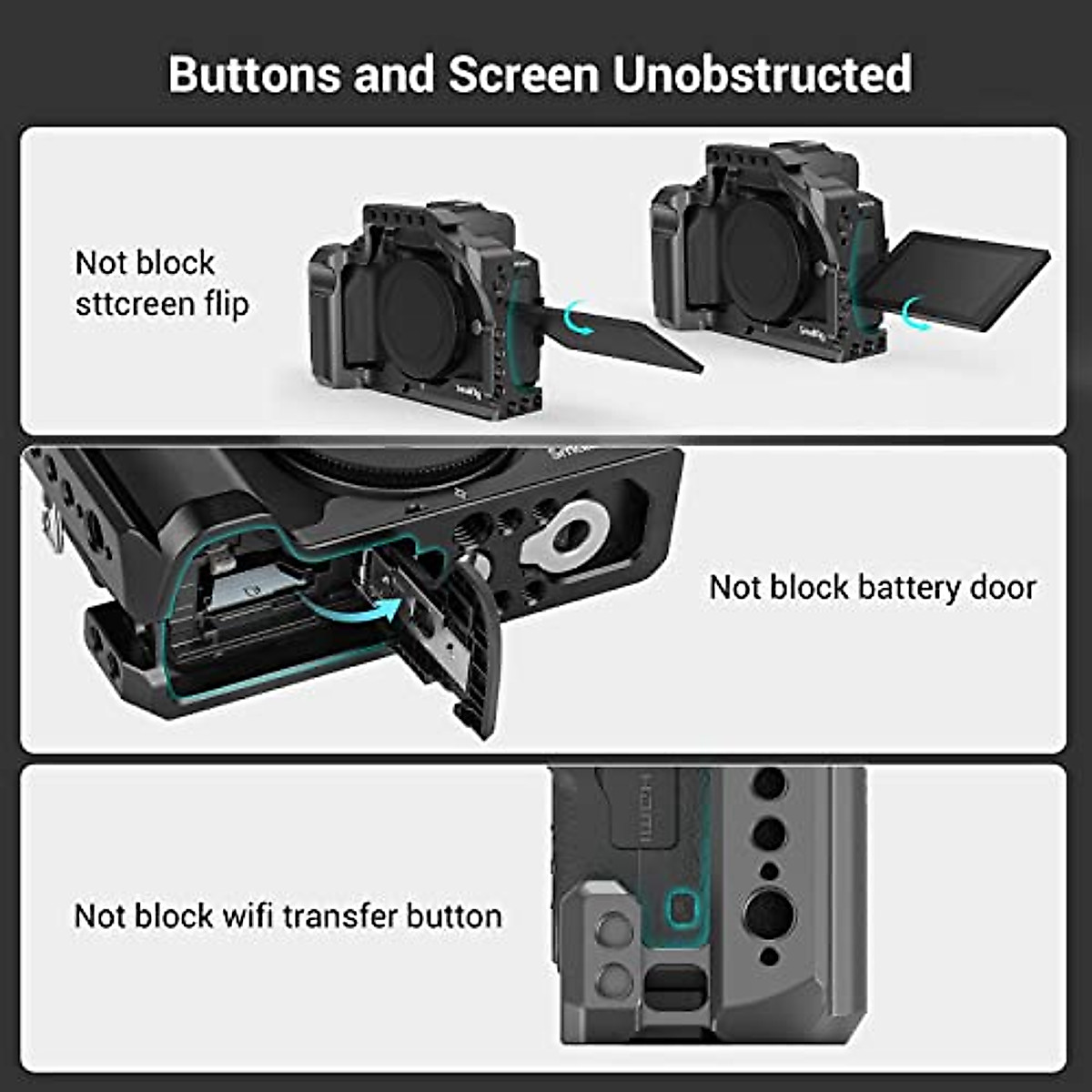 SmallRig M50 /M50 II /M5 Cage (Upgraded), Aluminum Alloy Video Film Movie Making Rig with Integrated Grip and NATO Rail for Canon M50 /M50 II /M5 2168C