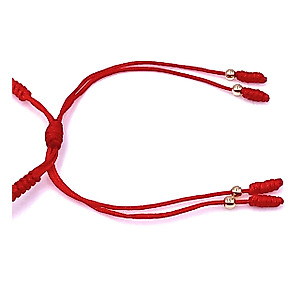 LESLIE BOULES Red Thread Genuine Azabache Hand Bracelet with Small Blue Evil Eye Connector Handmade Jewelry