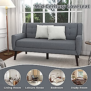 UIXE Sofa Couch, Modern Loveseat and Upholstered Sofa with 2 Pillows,Sofa Couch for Living Room with Wooden Legs, 2 Seater Sofa Couch for Bedroom Home Office Apartment