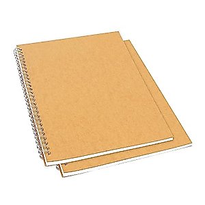 Ykimok 2 Pack College Ruled Notebook, Soft Brown Cover Spiral Notebook, Memo Notepad Sketchbook, Students Office Business Diary Spiral Book Journal, 50 Pages, 25 Sheets, 10 x 7.5 Inch