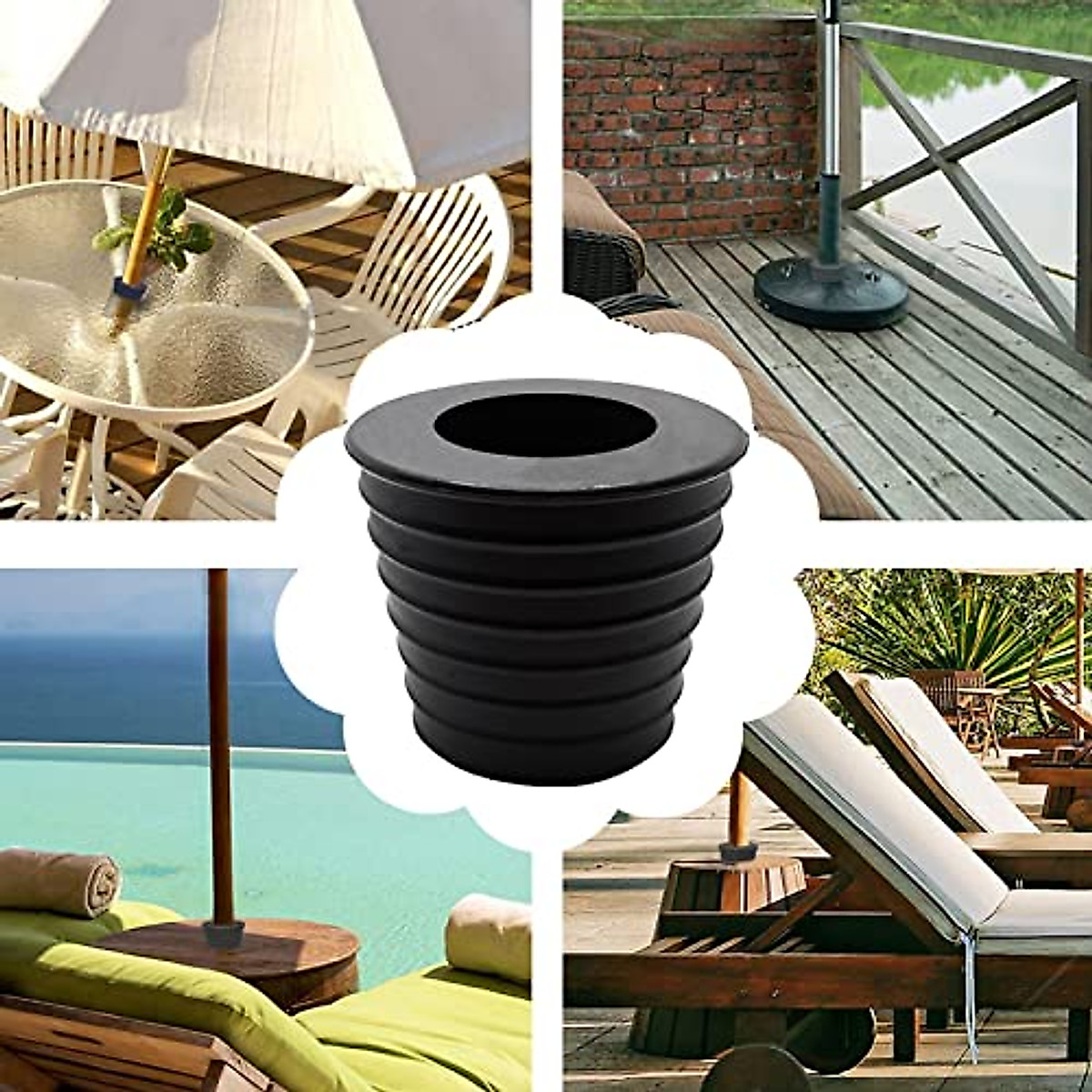 Patio Table Umbrella Hole Rings, 4 Pcs Silicone Patio Table Umbrella Hole Ring, and Cap Set, Umbrella Cone Wedge Plug for 2 to 2.5 Inch Patio Table Hole Opening and 1.5 Inch or Smaller Umbrella Pole