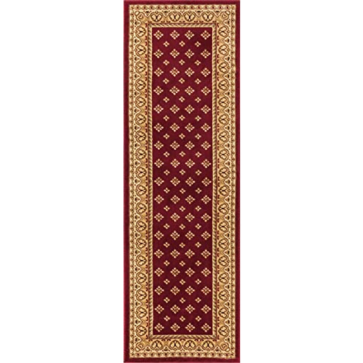 Noble Palace Red French European Formal Traditional Rug ( 2'3" x 7'3" Runner ) Easy to Clean Stain Fade Resistant Shed Free Modern Contemporary Floral Transitional Soft Living Dining Room Rug