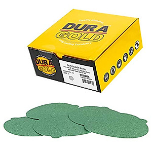 Dura-Gold Premium 5" Green Film PSA Sanding Discs - 80 Grit (Box of 50) - Film Back Self Adhesive Stickyback Sandpaper Discs for DA Sanders, Fast Cut Abrasive - Sand Automotive Paint Woodworking Wood