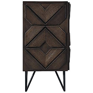 Signature Design by Ashley Chasinfield Urban Geometric Design TV Stand Fits TVs up to 70", 4 Cabinet Doors and 3 Adjustable Storage Shelves, Dark Brown