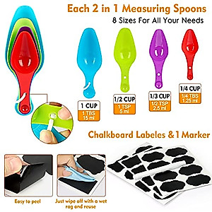 28 Pack Airtight Food Storage Container Set, Pantry kitchen organization and Storage, BPA Free Clear Plastic Storage Container with Lids, Kitchen Decor with Labels, Marker & Spoon Set