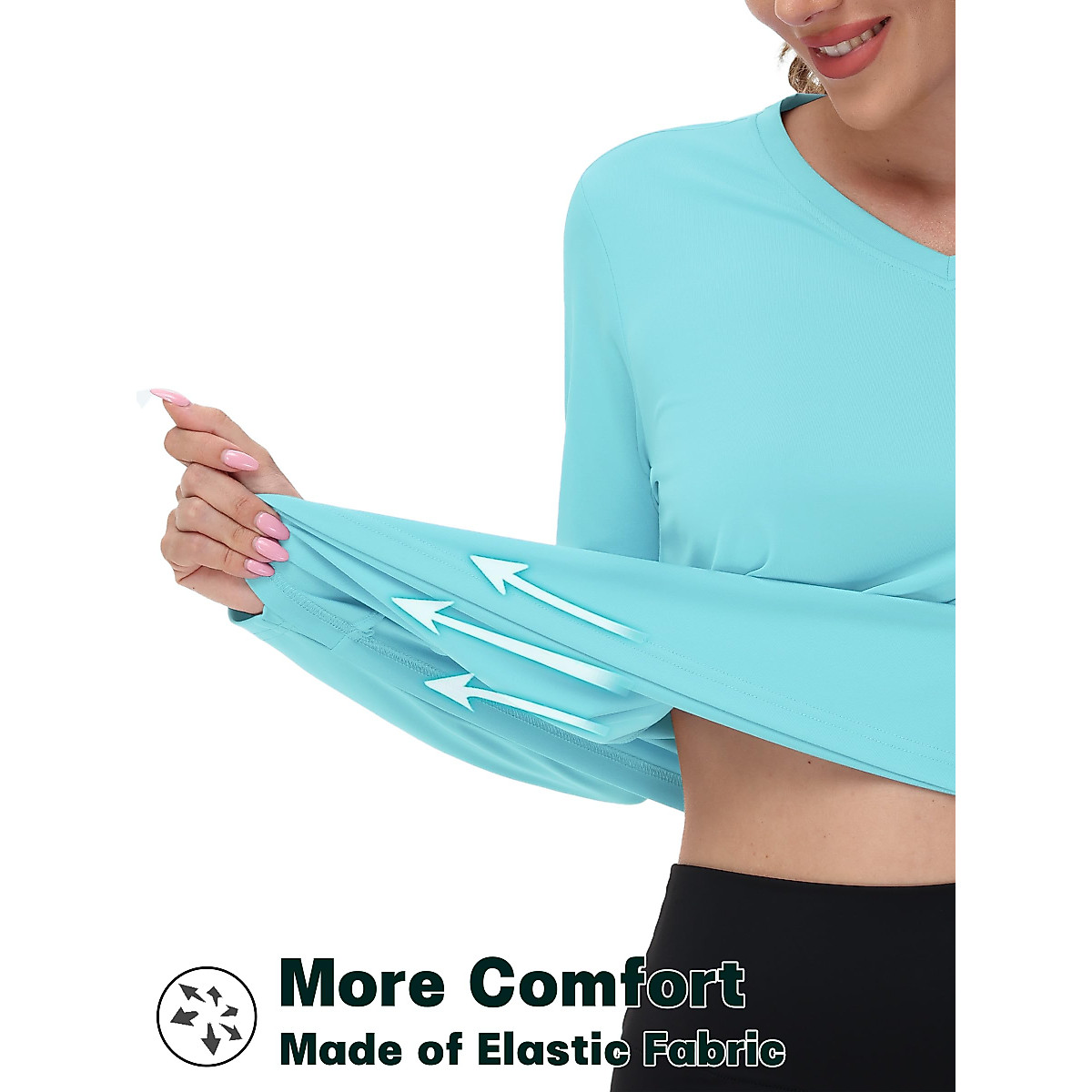 TACVASEN Workout Shirts for Women UPF 50+ Running Shirts Womens Dry Fit Fishing Hiking Shirts Long Sleeve Rash Guard T-Shirt Lake Blue