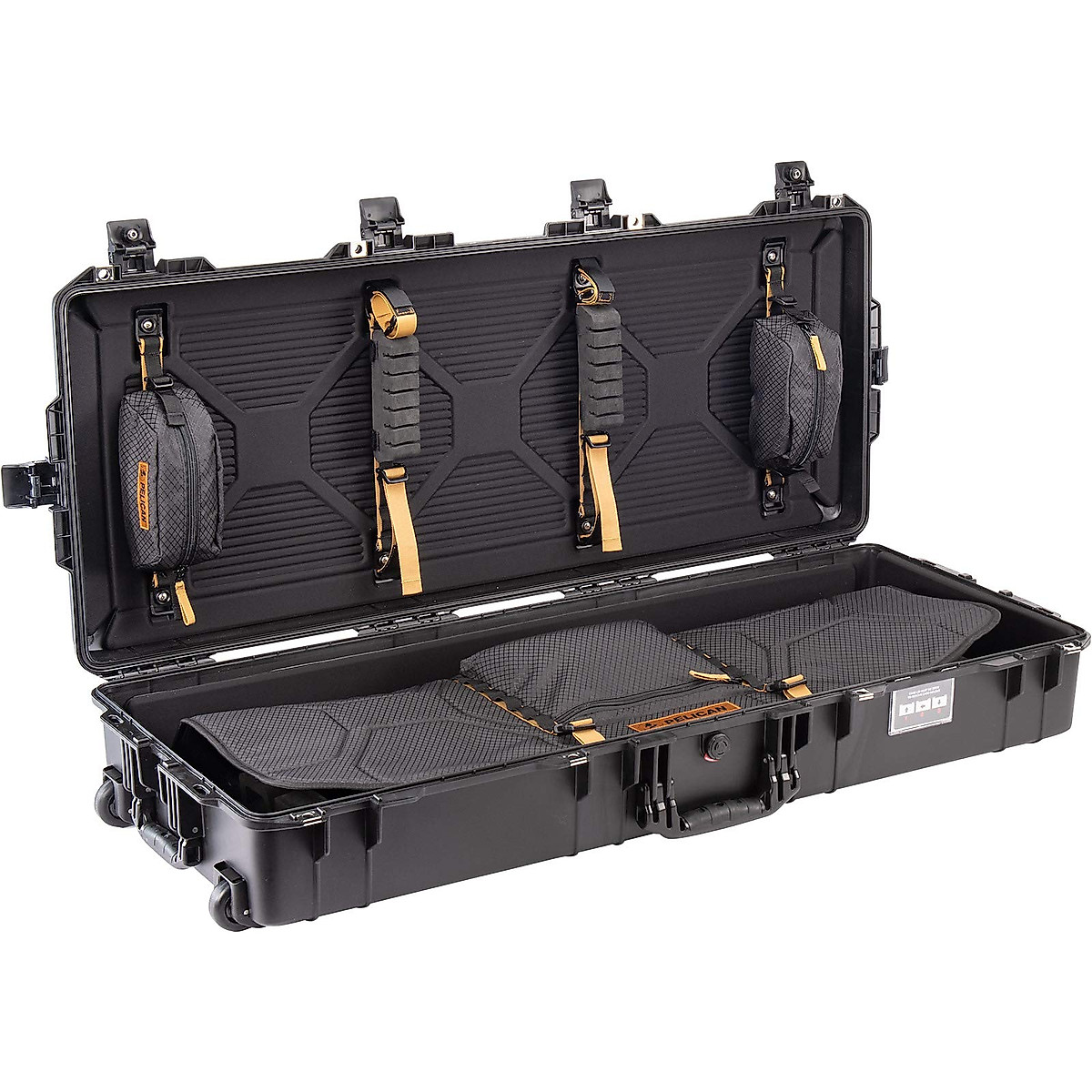 Black Pelican 1745 Air Bow case with custom interior & 2 TSA locking latches.