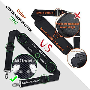 ZINZ Shoulder Strap, 57" Padded Adjustable Shoulder Bag Straps Replacement for Bags with D-Ring (Black, 001)