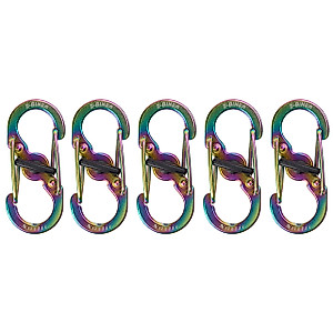 Nite Ize S-Biner MicroLock - Mini Carabiner Clips for Keychain Organizers & Travel Accessories - Mini S-Biners - Small Carabiners with Secure Lock - Stainless Steel, 5-Pack