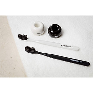 [Kent] Oral Care Charcoal toothbrush Slim teeth whitening brush for adults and children - Ultra Soft Bristles - Black & White - 4 Pieces