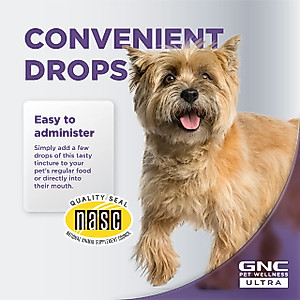 GNC Ultra for Pets Calming Oil Tincture for Dogs, 2 fl. oz | Calming Drops for Dogs | Dog Supplements for Anxiety Supplements for Pets with Stress | Dog Supplements