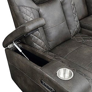 Lexicon 72" Power Reclining Sleeper Sofa Couch with USB Ports, Home Theater Power Reclining Loveseat with Cup Holders, Power Recliner Couch for Living Room, Bedroom, Office, Apartment, Brownish Gray