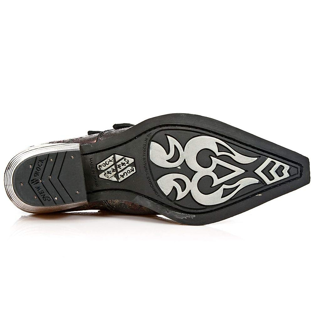 New Rock 7960-S5 Embossed Vintage Black, Red Leather Buckle Steel Heel Shoes 41