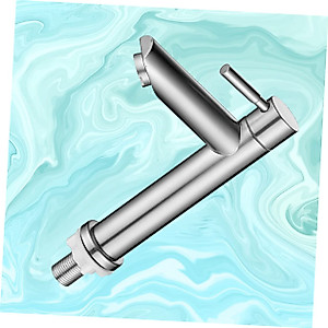 Housoutil 4pcs Stainless Steel Water Tap Kitchen Water Faucet Wall Mounted Bathroom Faucet Vessel Faucet Outdoor Water Faucet Kitchen Taps Bathtub Faucet Laundry Faucet Waterfall