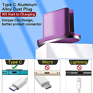 VIWIEU USB C Port Dust Cover Plug Cap 2 Metal Anti Dust Protectors for Smartphone MacBook Pro Air Laptop Charging Port with SIM Card Removal Pin Compatible with Samsung Galaxy S24 S23 S22 S21(Purple)