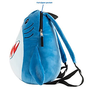 RALME Squish Buddies Soft Plush Blue Shark Backpack for Boys, 16 inch