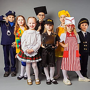 3 Pcs Kid Waiter Costume Kit Car Costume Red and White Striped Apron for Kids Adjustable Bib Aprons with 2 Pockets Soda Jerk Chef Hat Adjustable Red Bow Ties for Kids 1950s Dinner Cosplay Dress Party