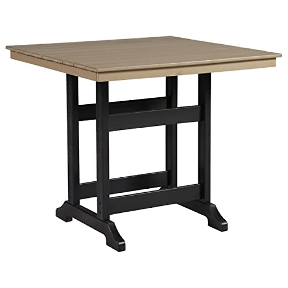 Signature Design by Ashley Outdoor Fairen Trail HDPE Patio Counter Table with Umbrella Hole, Black