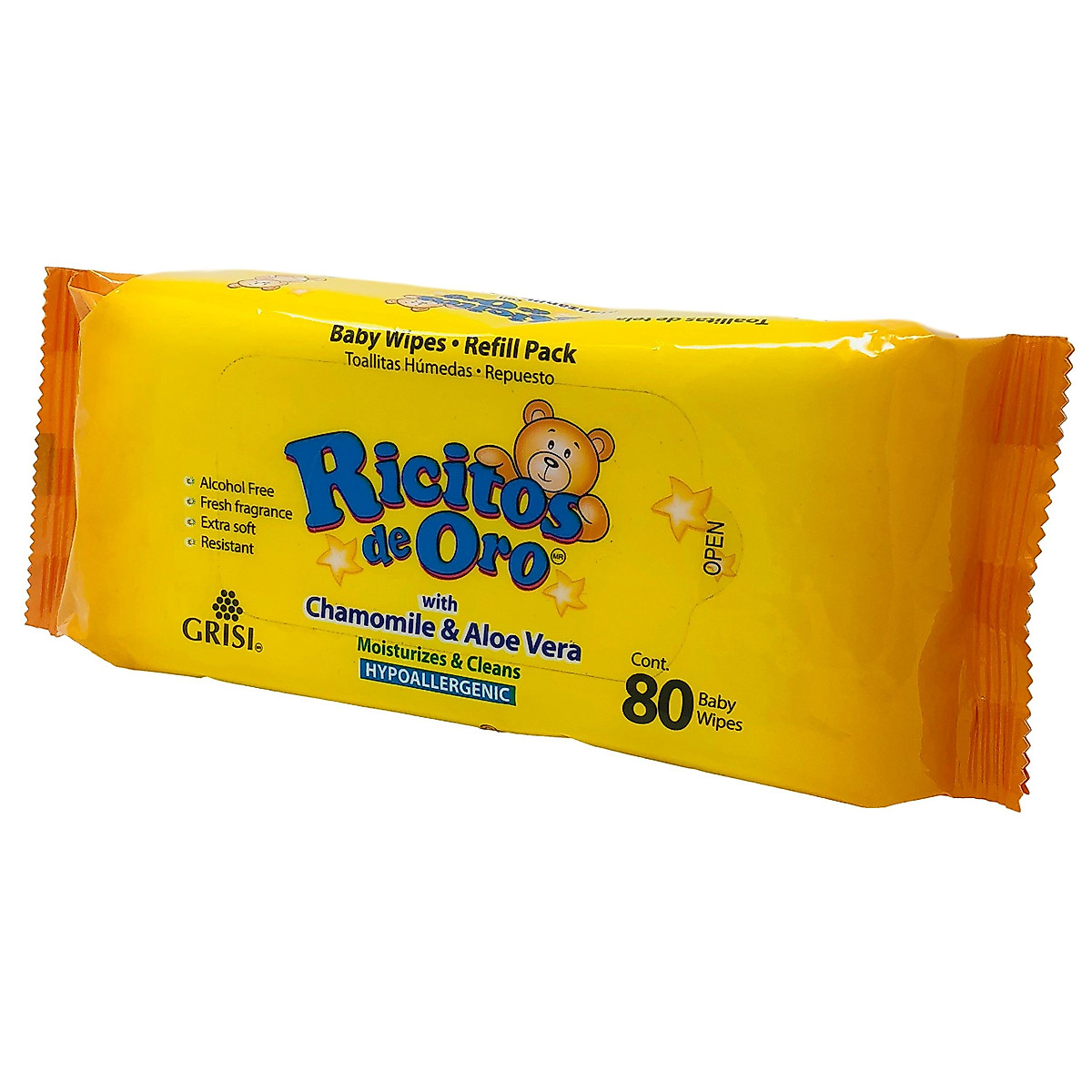 Ricitos de Oro Baby Wipes Baby Wipes with Chamomile Extract and Aloe Vera 80 cont.
