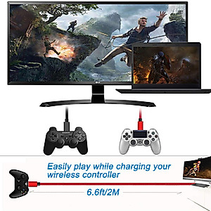 2 Pack 6Ft PS4 Controller Charger Cable for Xbox One Controller Cable,Playstation 4 Controller Charger Cord,PS4 Charging Cable Dualshock 4 Controller,PS4 Vita Slim/Pro Charge Play Micro USB Data Wire