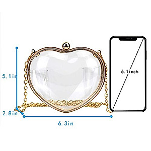 Buddy Supplies Women Acrylic Transparent Clutch Purse Heart Shape Shoulder Bag Party Chain Handbags