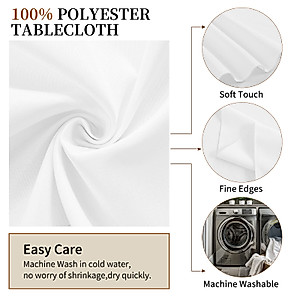 REWOMC 6 Pack Round Tablecloths - 120 Inch, White Polyester Table Cover for Round Table, Stain and Wrinkle Resistant Washable Fabric Table Cloth, Polyester Tablecloth for Wedding Banquet Parties