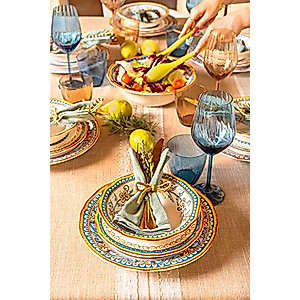 Euro Ceramica Duomo 16 Piece Stoneware Dinnerware Set, Service for 4 – Thanksgiving-Fall-Summer Dishes - Floral Design, Multicolor