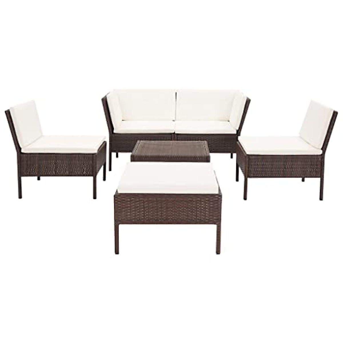 DYRJDJWIDHW Patio Set,Backyard Furniture,deep Seating Outdoor Furniture,6 Piece Patio Lounge Set with Cushions Poly Rattan Brownoutdoor Furniture Ottoman,Patio Chairs with Ottomans,