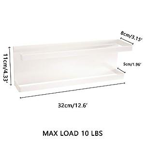 Magnetic Paper Towel Holder for Refrigerator,Kitchen Towel Rack Magnetic Paper Towel Bar Multi Function Made of Iron,Used for Kitchen,Bathroom,Toilet, Drill Free (White, Medium)