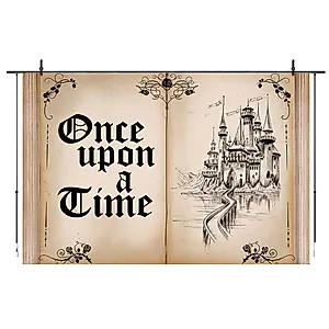 Fairy Tale Books Backdrops Once Upon a Time Ancient Castle Princess Romantic Story Photography Background Kids Baby Shower Banner Backdrop Wedding Birthday Party Cake Table Decorations 10x7ft