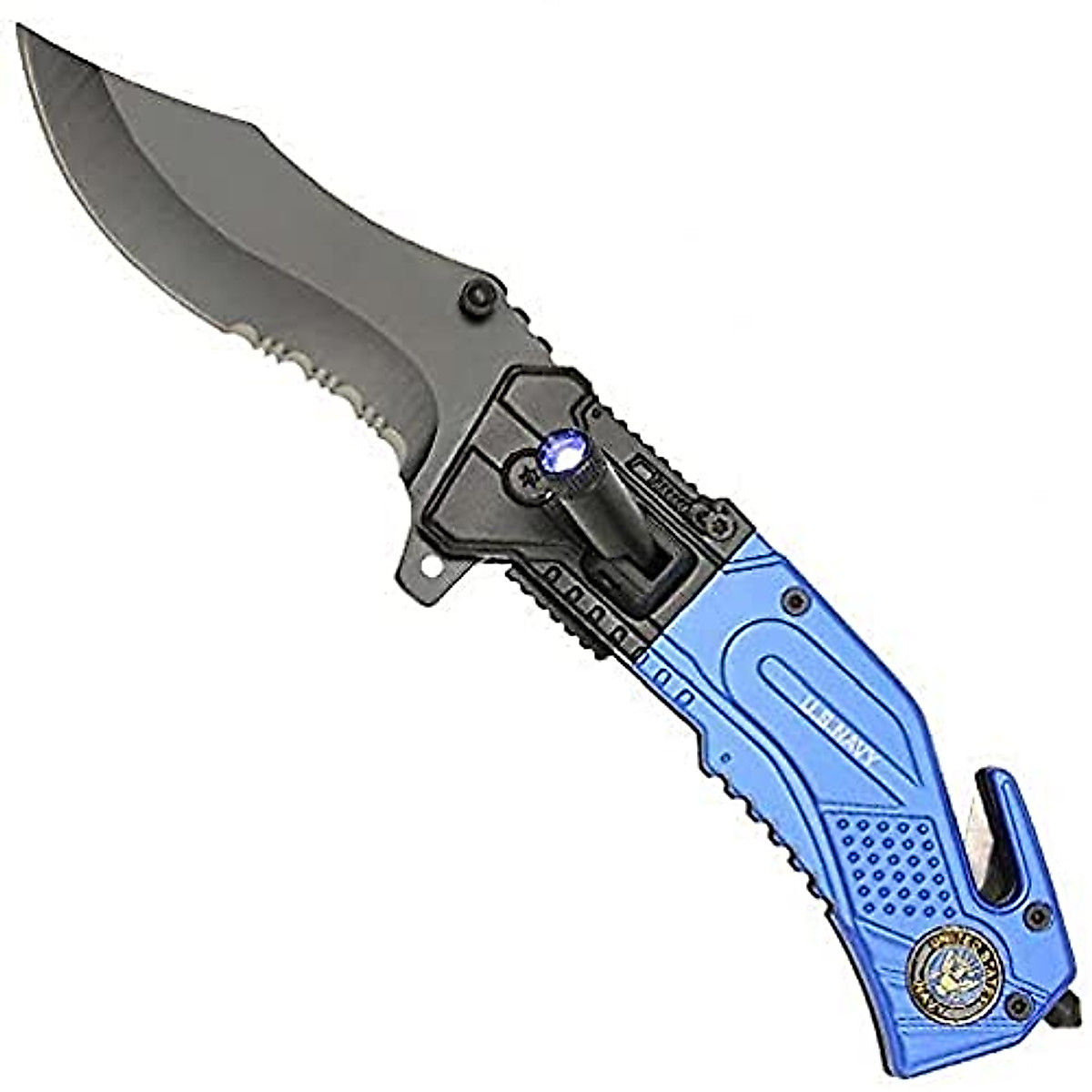 LED Flashlight Tactical Rescue Pocket Knife US Navy