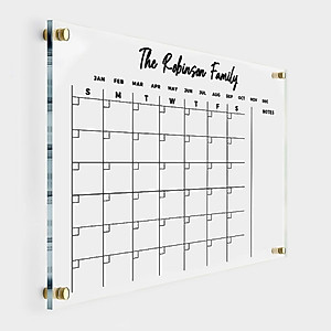 Acrylic Family Planner Wall Calendar - Personalized Calendar 2024, Dry Erase Calendar, Custom Text Blank Calendar, Transparent Calendar (18"x14", Standard Package)