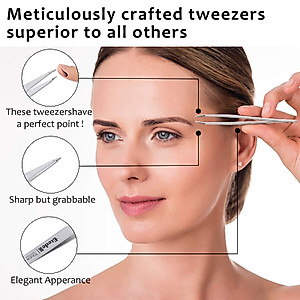 Slant Tweezer,Stainless Steel Eyebrow Tweezer,Best Precision for Facial Hair,Ingrown Hair,Splinter and All Hair Removal