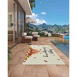 Happy Thanksgiving Outdoor Area Rug 4'x6',Patio Balcony Porch Front Door Camping Camper Deck Runner Rug,Washable Carpet Indoor Living Room Kitchen Floor Mat Fall Turkey Autumn Pumpkin Pie Leaves