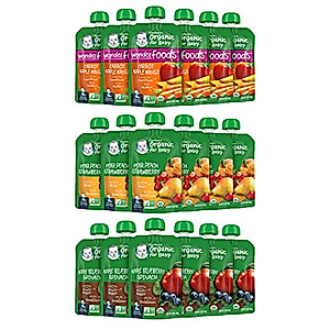 Gerber Organic Baby Food Pouches, 2nd Foods for Sitter, Fruit & Veggie Variety Pack, 3.5 Ounce (Set of 18)