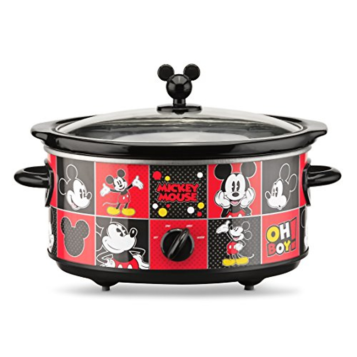 Disney DCM-502 Mickey Mouse Oval Slow Cooker with 20-Ounce Dipper, 5-Quart, Red/Black