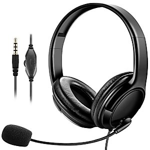 Hongzan Wholesale Bulk Headphones with Microphone 10 Pack for School Classroom, Durable Wired Headsets & Mic Class Set for Kids Students and Adult（10 Black）