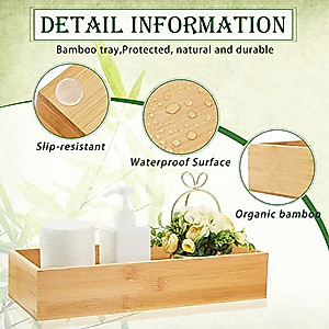 2 Pcs Bamboo Bathroom Tray Toilet Paper Storage Toilet Tank Tray Toilet Tissue Holder Organizer Box Basket with Silicone Slip Resistant at 4 Corners for Toilet Tank Bathroom Kitchen Counter