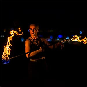 FIRE MECCA Fire Staff – 3 Inch Woven Kevlar MoonBlaze Head – Custom Length – 60 Inch Length – Aluminum Tube Body – Flow, Spinning, Circus, Dance Prop – for Festivals, Ceremonies, & Performances