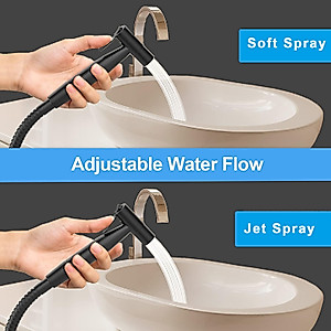 Handheld Bidet Sprayer for Toilet, Stainless Steel Jet Spray Kit for Baby Diaper Cloth and Feminine Wash, Adjustable Water Pressure Control, Easy to Install, Black, BELLEARLY