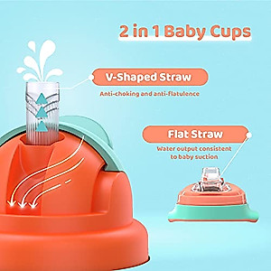 SUPERMAMA Sippy Cups for 1+ Year Old with Spout & Straw(9 Oz), PPSU No Spill Sippy Cups with Weighted Straw, Spill Proof Training Toddler Cups With Handle for Baby 6+ Months