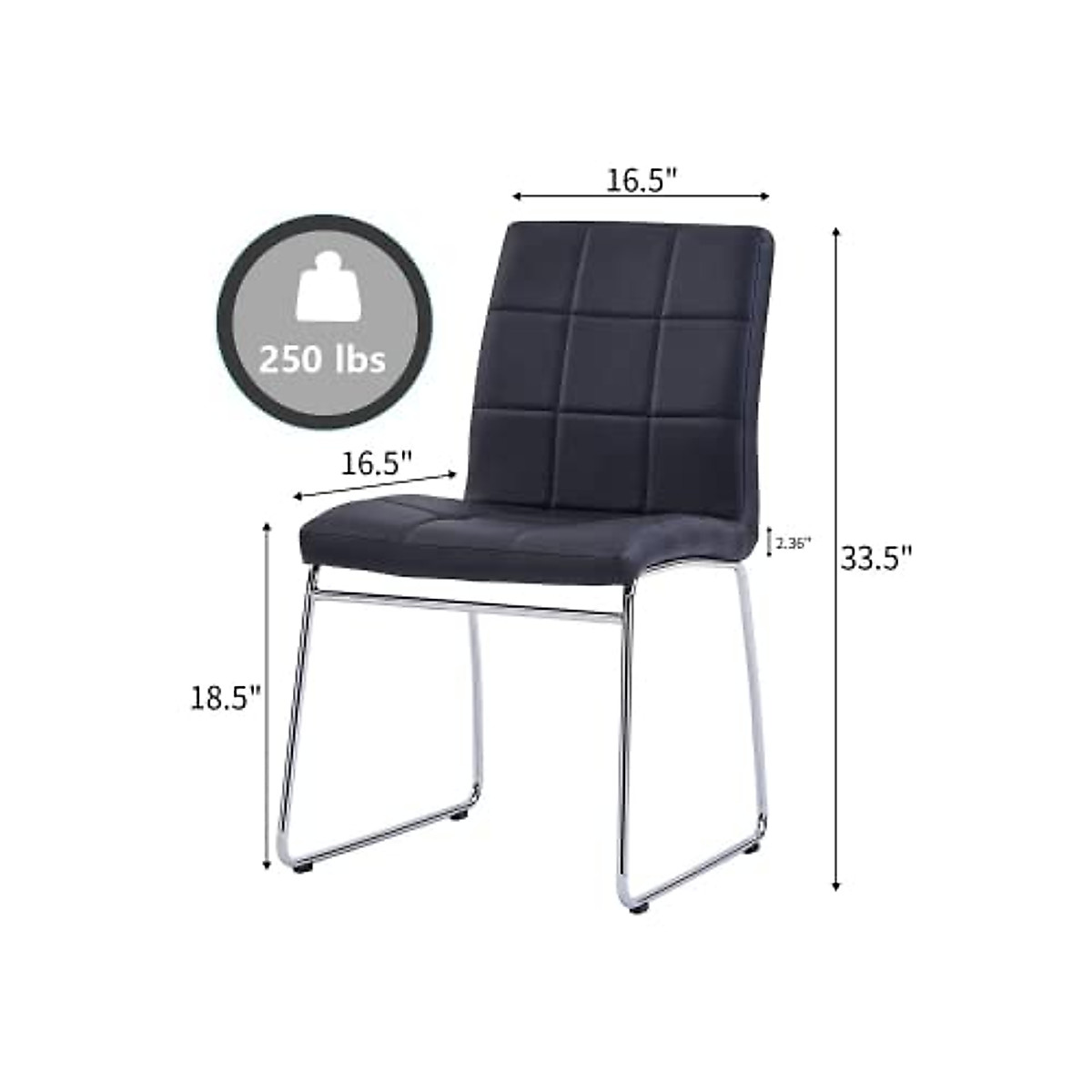 Dining Chairs Set of 2 Modern Kitchen Chair Faux Leather Indoor Chair for Living Room,Restaurant,Meeting Room,Bedroom (Black-C, 2 Chairs)