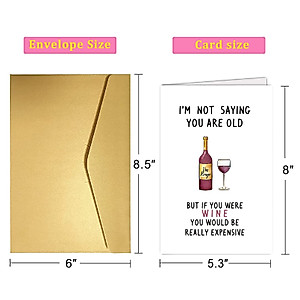 Funny Wine Birthday Card for Men Women, Happy 30th 40th 50th 60th 70th Birthday Cards for Husband Boyfriend Wife, Joke Birthday Card for Brother Sister Grandma Grandpa with Stickers and Envelopes