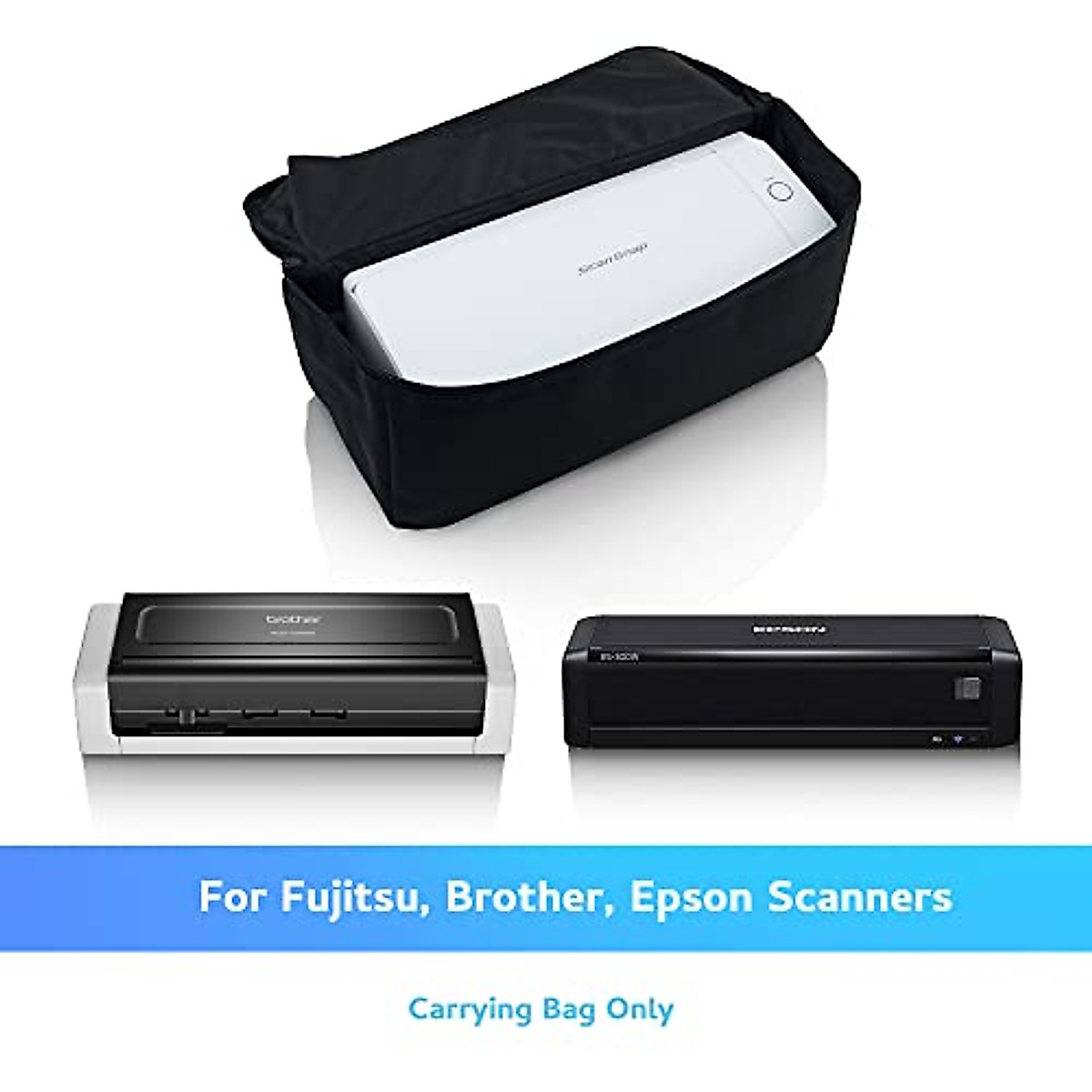 Compact Document Scanner Carrying Case – Travel Bag for Fujitsu ScanSnap ix1300, Plustek, Epson and Brother Scanner use. Dust-Proof, Anti-Static, Dust Cover & Protector.