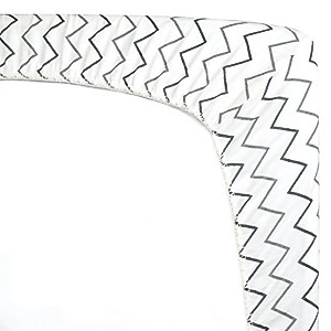 American Baby Company 2 Pack Printed 100% Cotton Knit Fitted Contoured Changing Table Pad Cover - Compatible with Mika Micky Bassinet, Gray Stars and Zigzag, for Boys and Girls