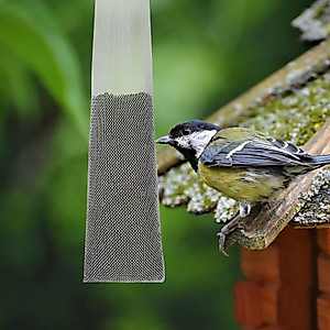 5 Pieces Thistle Sock Bird Feeder Thistle Seed Feeder Socks Thistle Feeder for Finches Finch Feeder Mesh Socks Bird Sack Feeders with Folding Food Funnel for Garden Yard Outdoor (White, 4 x 16 Inch)