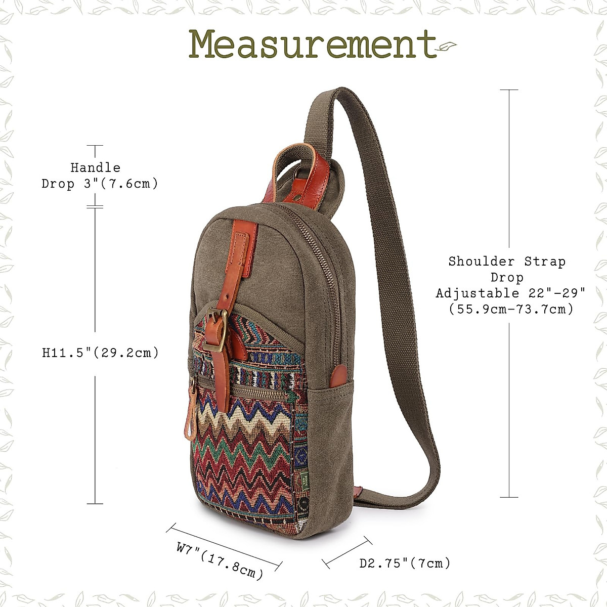 TSD Brand Four Season Canvas Sling Bag (Olive)