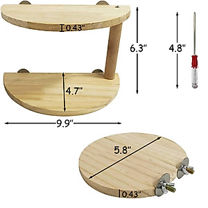 kathson Hamster Standing Platform Rat 2-Level Natural Wood Pedal Gerbil Round Standing Board Squirrel Cage Accessories Dwarf Hamster Activity Toys for Chinchilla Bird Parrot Mouse 3PCS