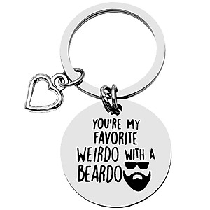 You're my Favorite Weirdo with a Beardo Keychain Funny Valentine's Day Gifts Keyring for Boyfriend Husband Bridegroom Fiancé Father's Day Keyring Anniversary Birthday Christmas Gifts for Men Jewelry